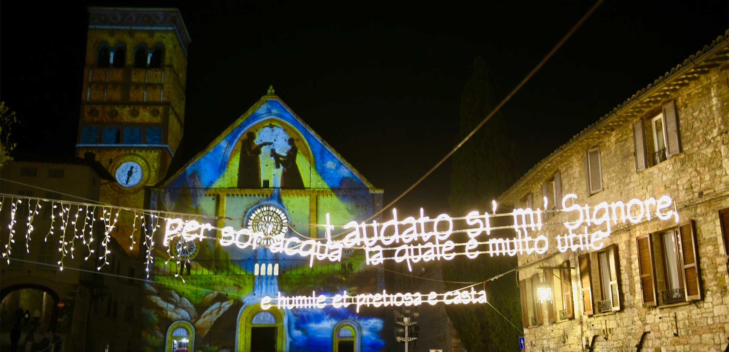 Christmas lights in Assisi inspired by St. Francis